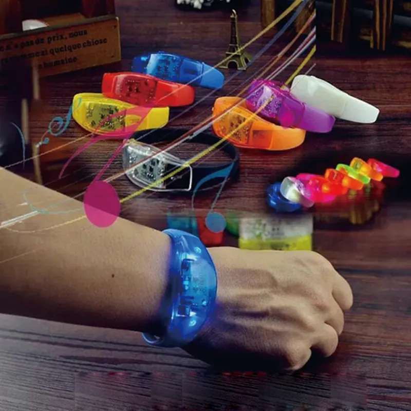 Sound Controlled LED Bracelet Glow Flash Bangle for Halloween Christmas ...