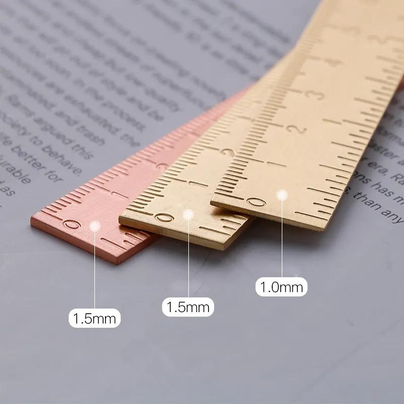 Brass Metal Scale Ruler: Retro Portable Copper Bookmark Ruler With ...