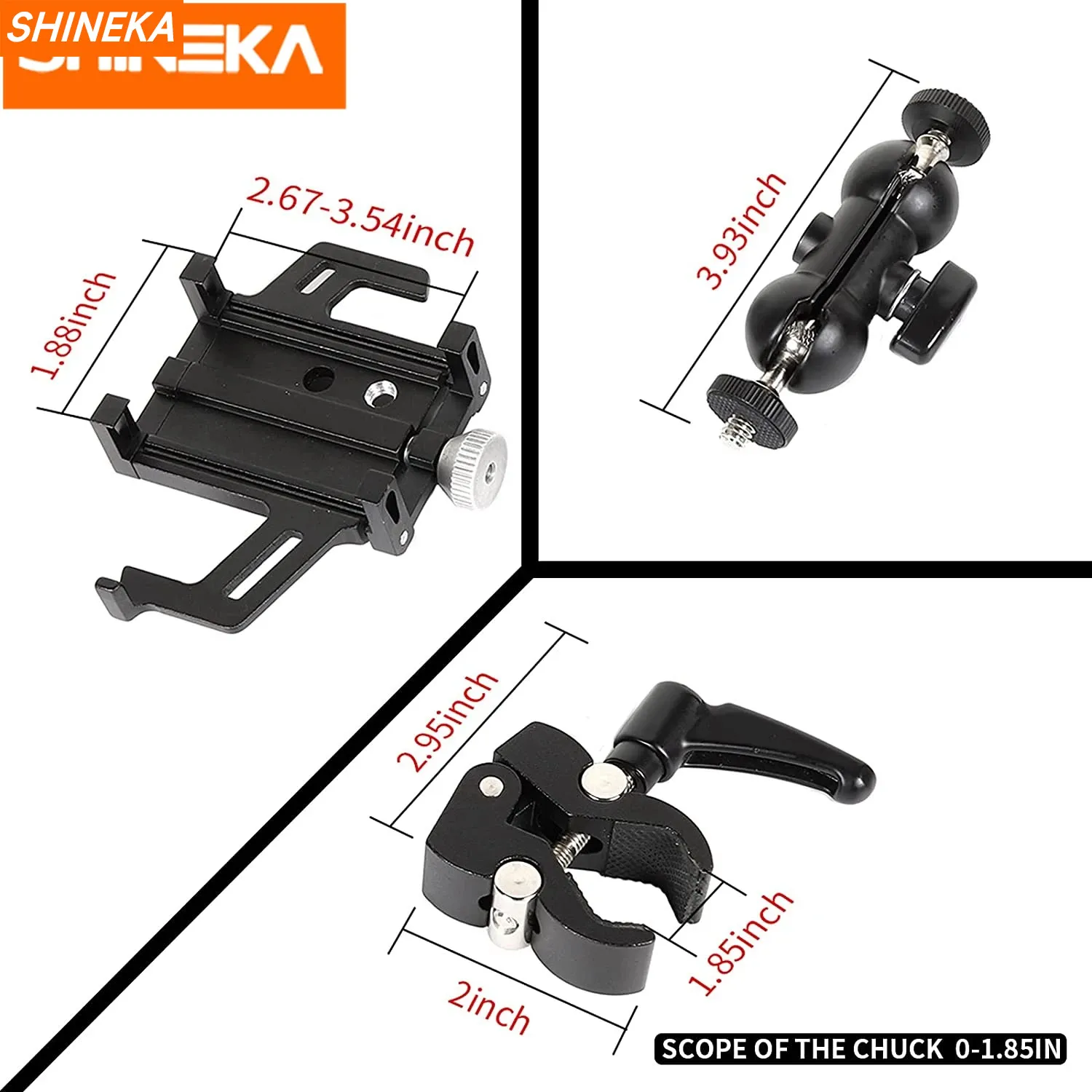 SHINEKA Universal Adjustable Car Phone Holder Stand Mount for ...