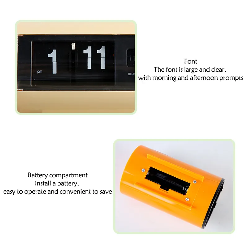 Retro Table clock alarm clock with Auto Flip, 12 Hours AM/PM Format ...