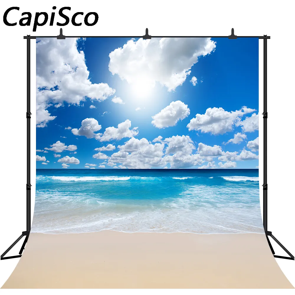 Capisco Sandy Beach Photography Backdrops Blue Sky And Sea Photo Booth ...
