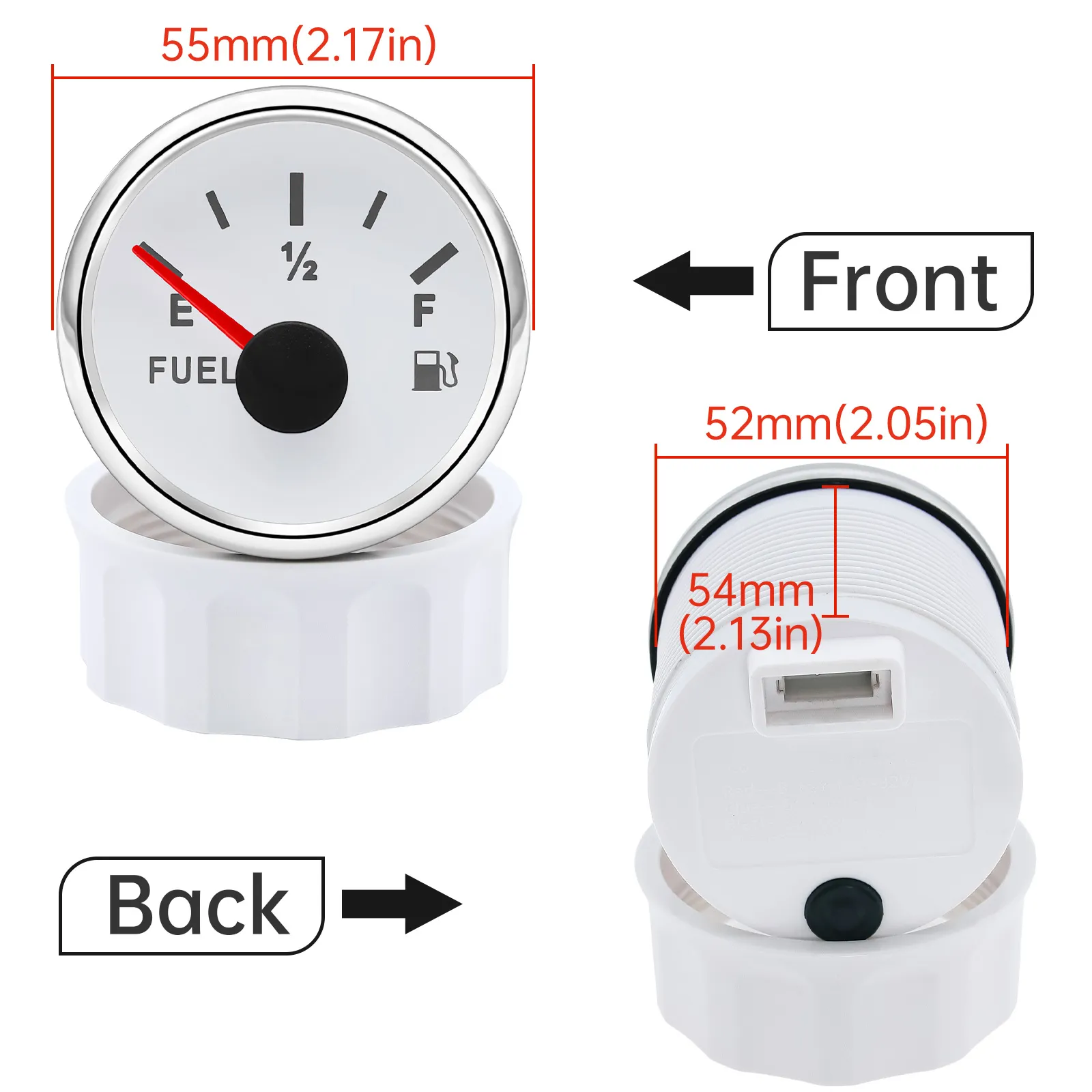 Fuel Level Gauge 52mm Digital LED Display, 0 190 Ohm Oil Tank Indicator Meter, Marine Fuel ...