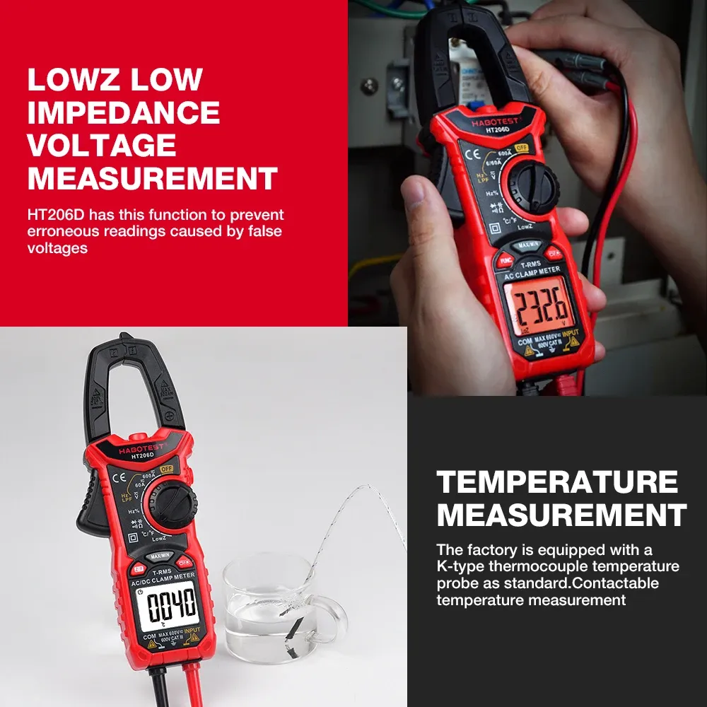 DC Current Amp Meter Digital Clamp Meter: True RMS Multimeter For AC/DC ...