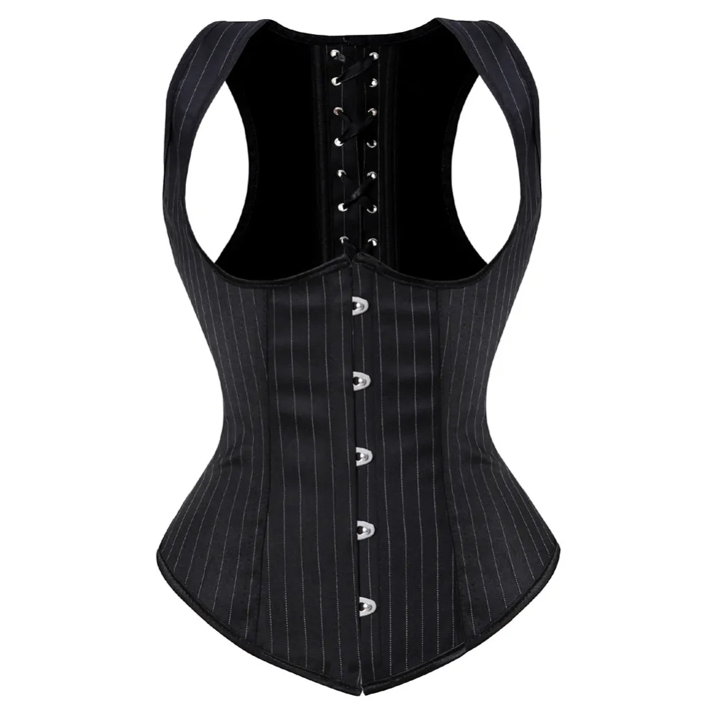 Womens Corsets With Shoulder Straps Black Striped... From Ddmyearth ...