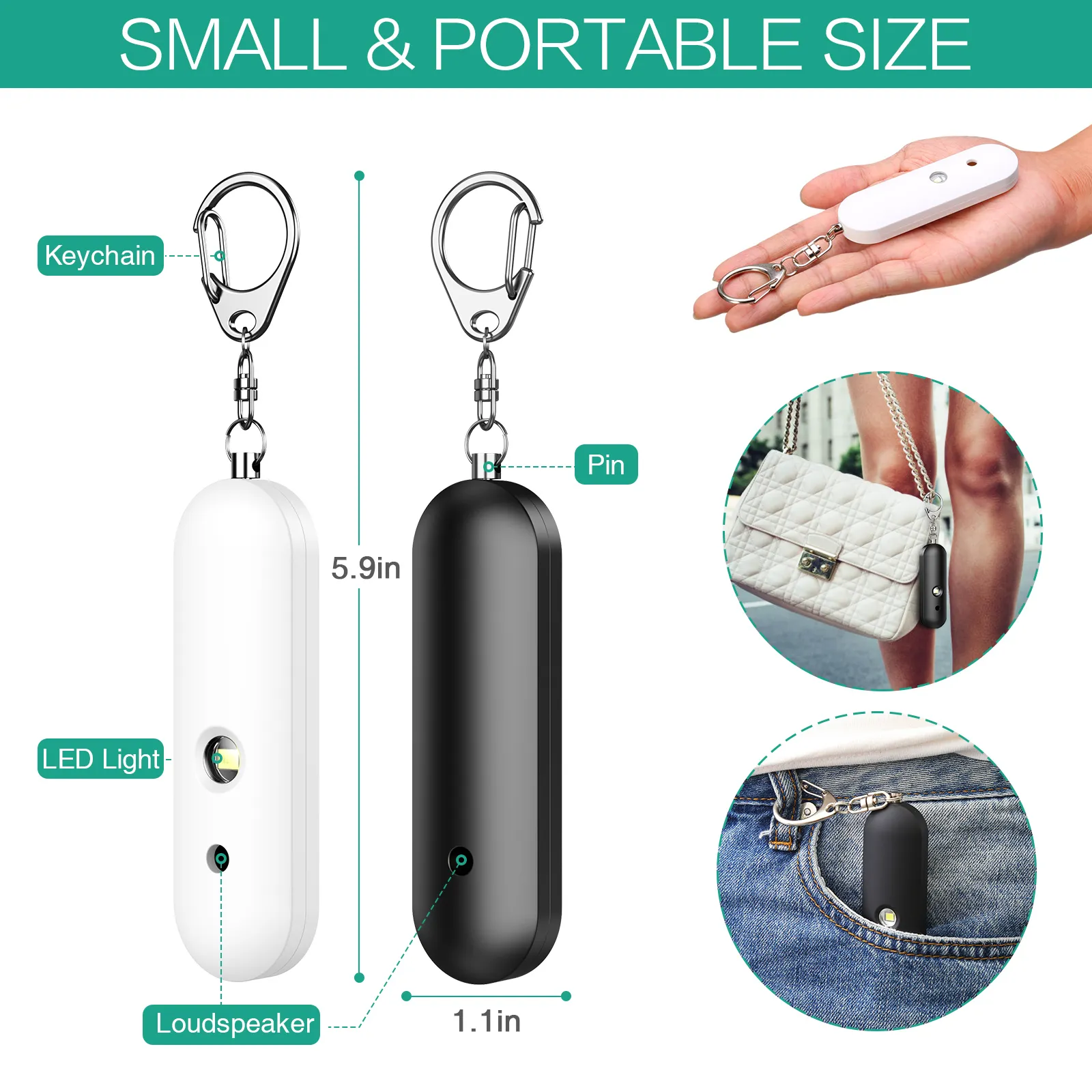 Personal Alarm Keychain 130dB Emergency Security Alarms for Women Self ...
