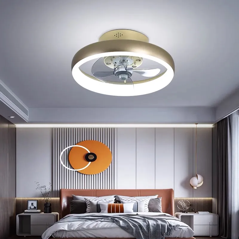 Smart LED Small Bedroom Ceiling Fan With Remote Control Dimmable Modern ...