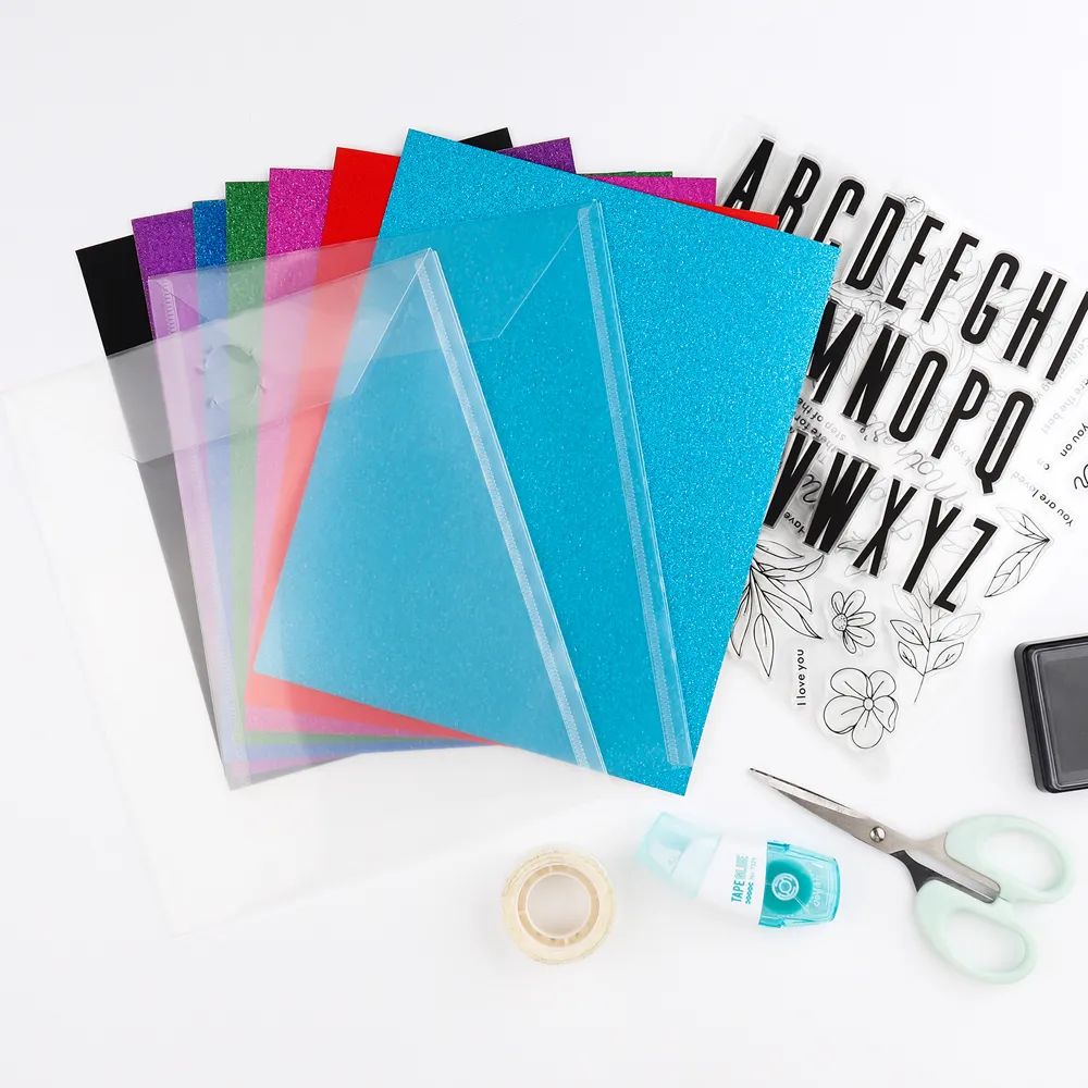 3x23.9cm 10-Clear Plastic Folder Storage Bags with Pockets for Dies ...