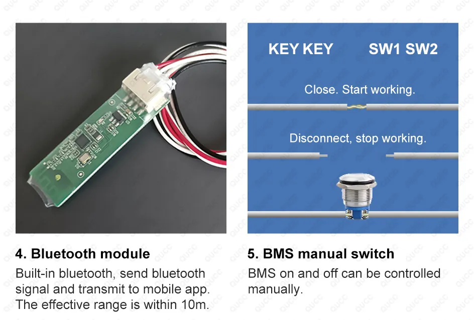 DHgate.com:QUCC 80A 10S 11S 12S 13S 14S 15S 16S 17S Smart BMS 36V 48V ...
