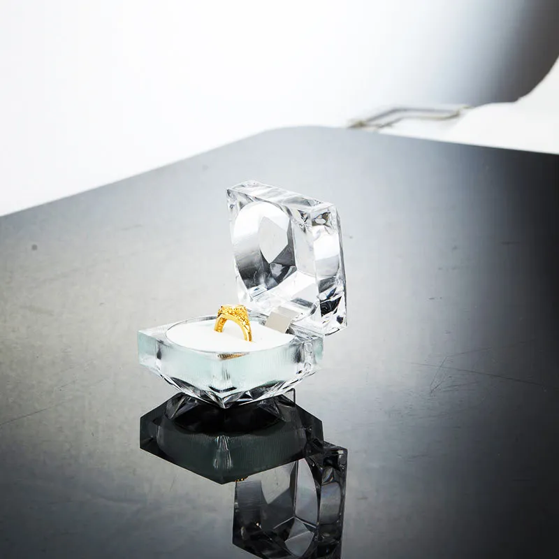 Crystal Clear Jewelry Packaging Box: High Quality Acrylic Ring & Earring Storage Case For ...