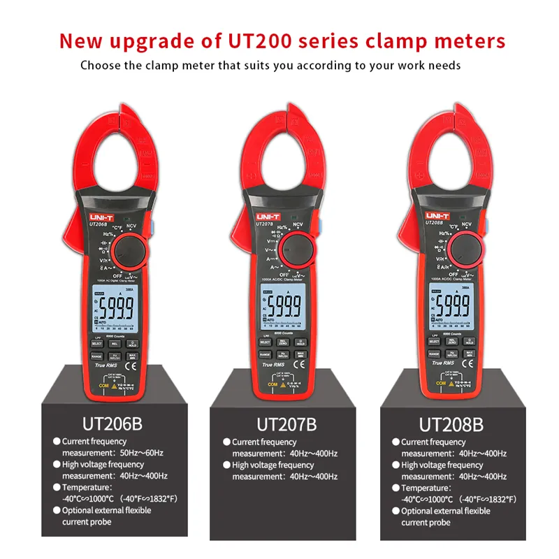 UNI T UT206B UT207B UT208B Digital Clamp Meter DC/CA Current Volter ...