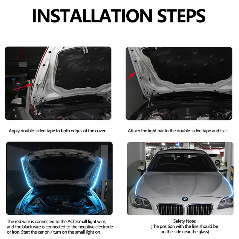 Customizable Cuttable Car Daytime Running Lights Strip-Type Hood Light ...