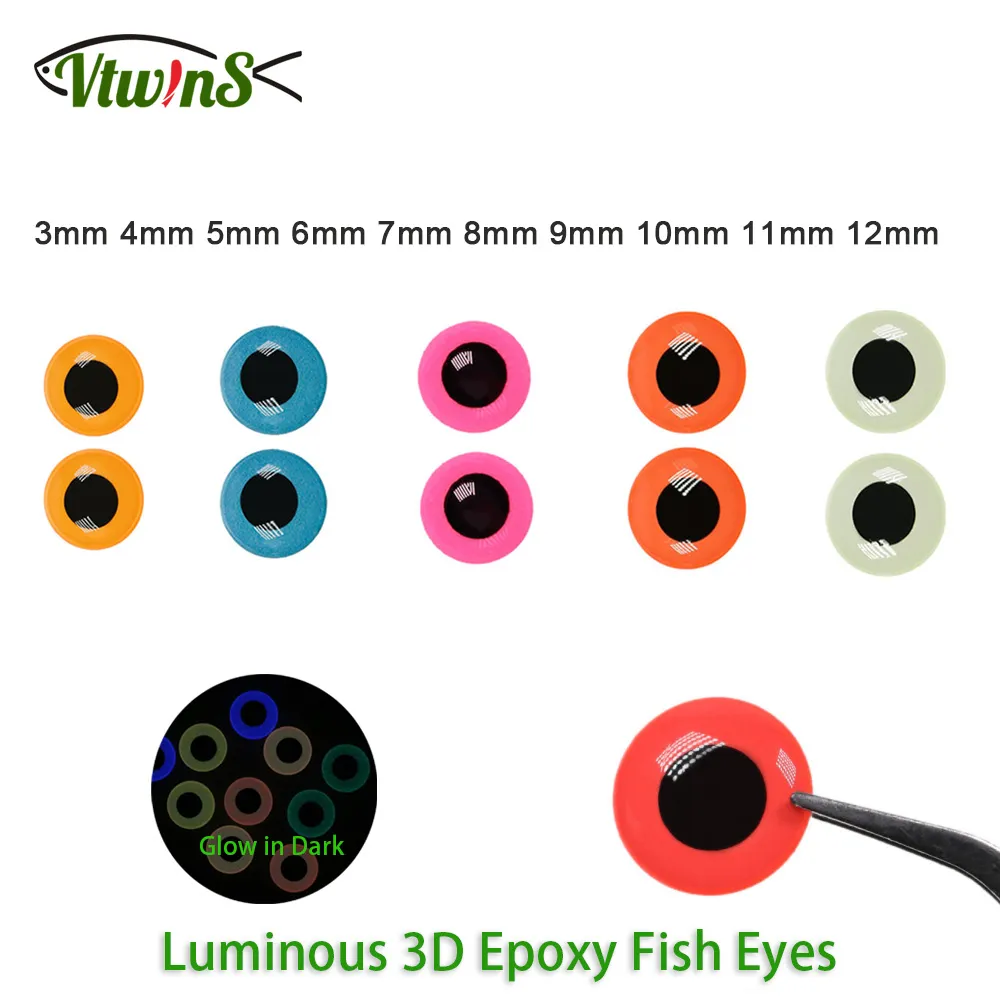 Realistic 3D Fishing Lure Eyes - Luminous Epoxy Fish Eyes for Fly ...