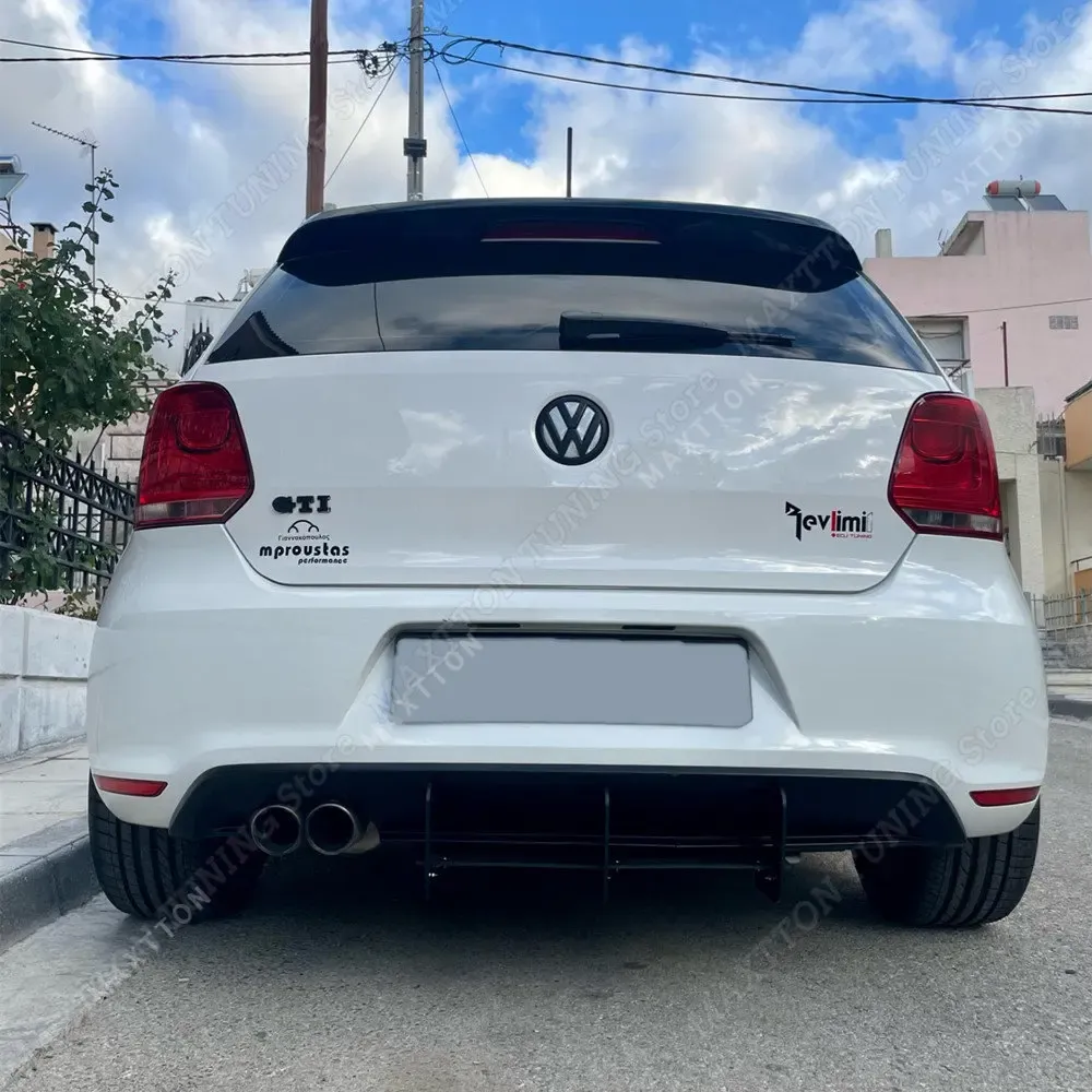 VW Polo MK5 GTI Rear auto bumper Diffuser Spoiler Splitter for 2010-2018 Mod - 3 Fins, 6R/6C, 2/ ...