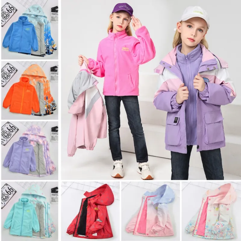 Children's 2-in-1 Winter Jacket and Liner Set with Detachable Hood for ...