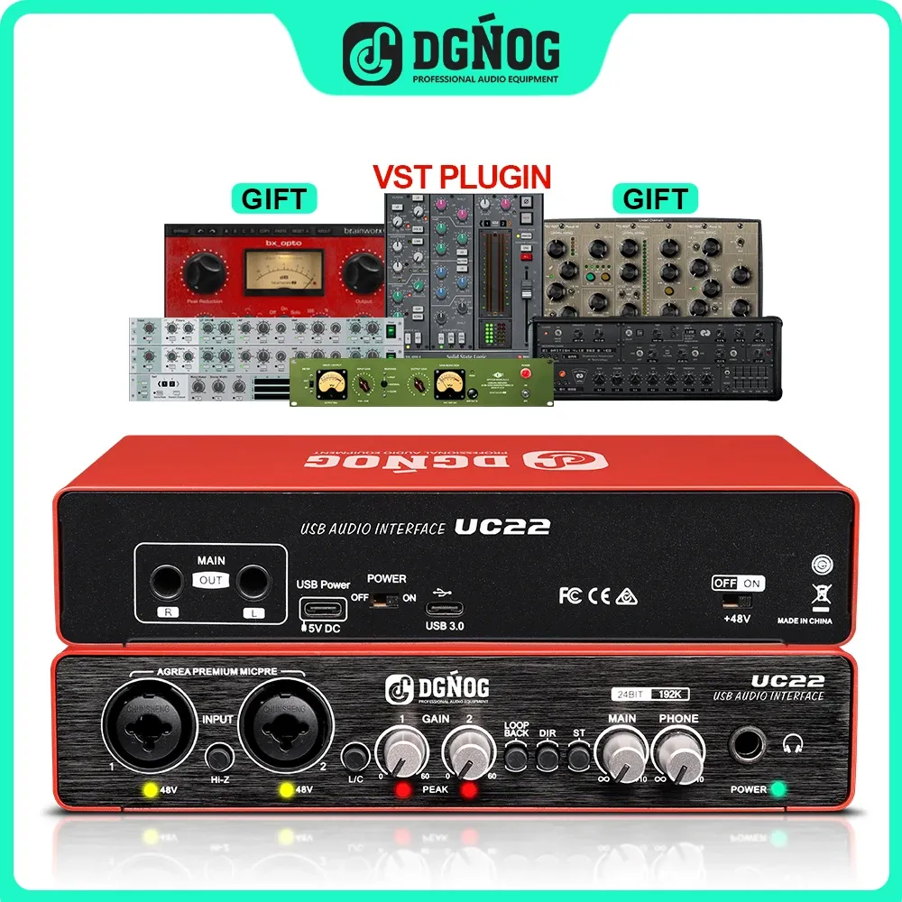 DGNOG UC22 USB Audio Interface: Professional Sound Card for Guitarists ...
