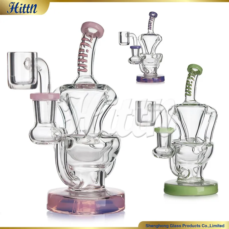 Hittn Recycler Bong Dab Rig Hand Blown Glass Man Oil Rig With Quartz ...