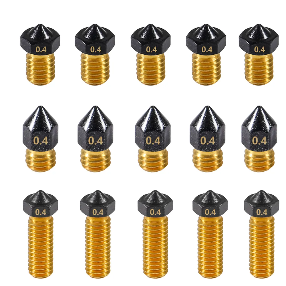 5-Pack PTFE-Coated MK8/E3D/Volcano Nozzles, 0.2-1.2mm Extruder Printing ...