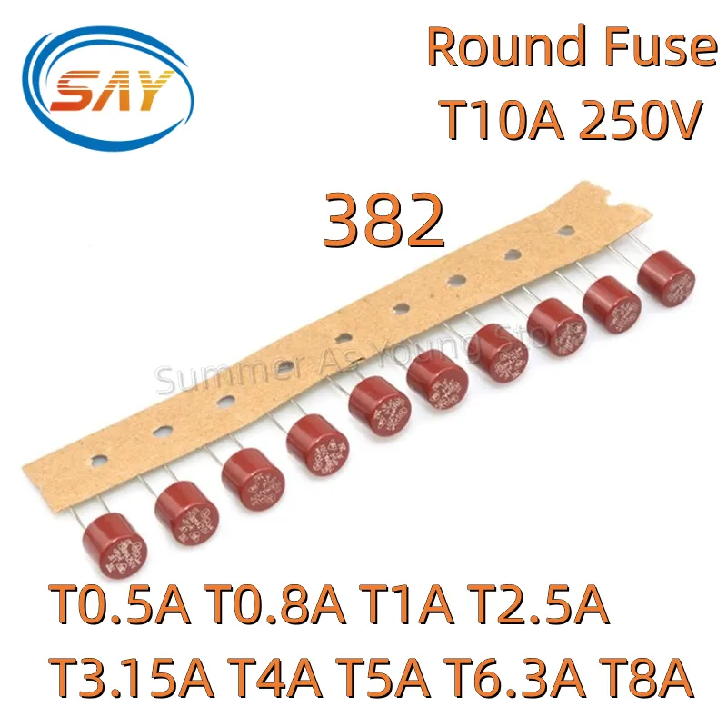 Pack of 10 T0.5A-T10A 250V Round Fuses with Plastic Housing for LCD TVs ...