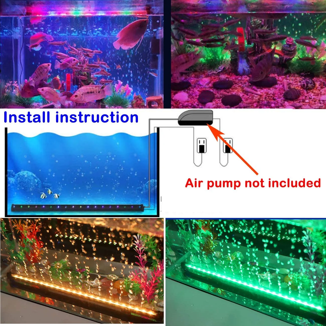 DHgate.com:2024 LED Aquarium Air Bubble Light - Color-Changing ...