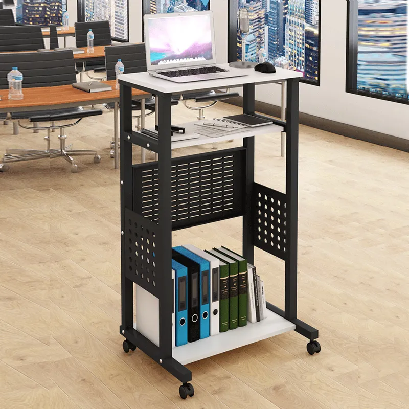 Removable Home Standing Desk With Wheels With Simple Printer Design For ...