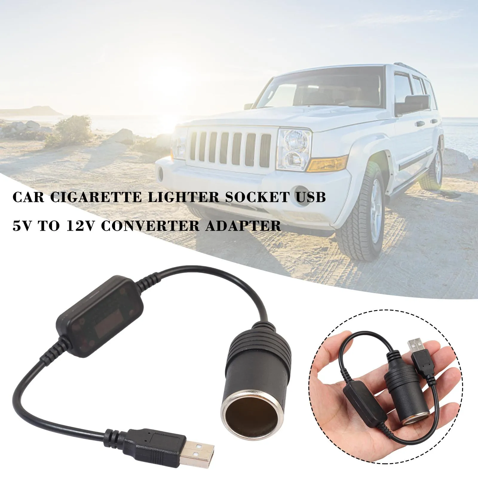 USB Car Cigarette Lighter Socket Converter - 5V to 12V Controller Connector with Wired Adapter ...