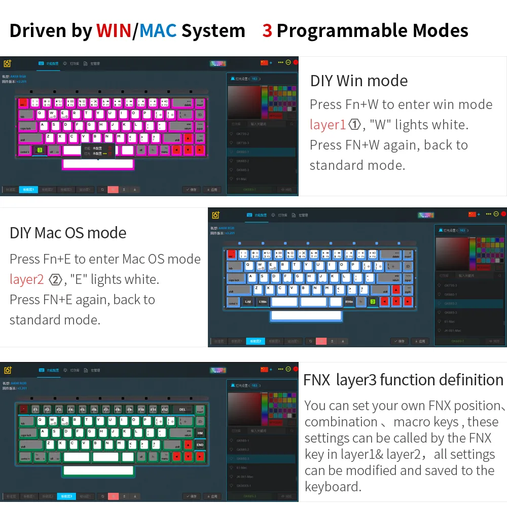 SKYLOONG GK68 Mechanical Keyboard Kit 65% Customizable DIY Wired ...