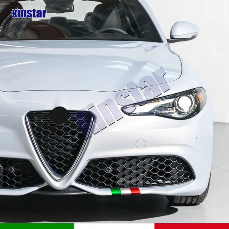 Car Italian Flag Front Grille Stickers Decals For Alfa Romeo Giulia ...