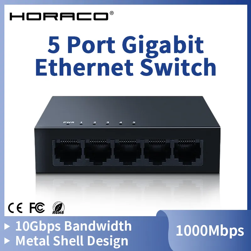 5gbps Switch High Speed 5 Port Gigabit Ethernet Network Switch: Desktop LAN Hub, Plug & Play ...