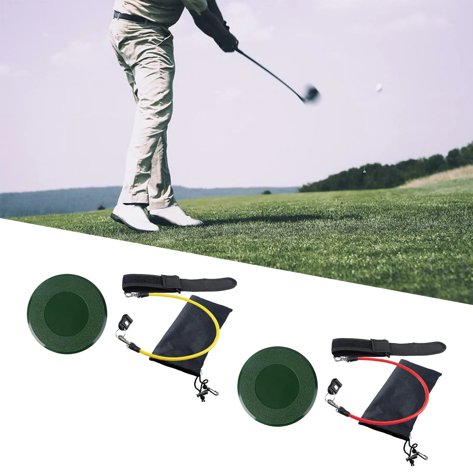 Portable Golf Swing Trainer Training Aid Belt with Golf Hole Cup Cover ...