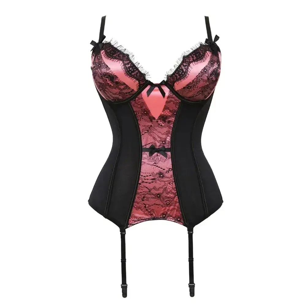 Lace Corset Bustier with Padded Cups and Adjustable Straps for Women ...