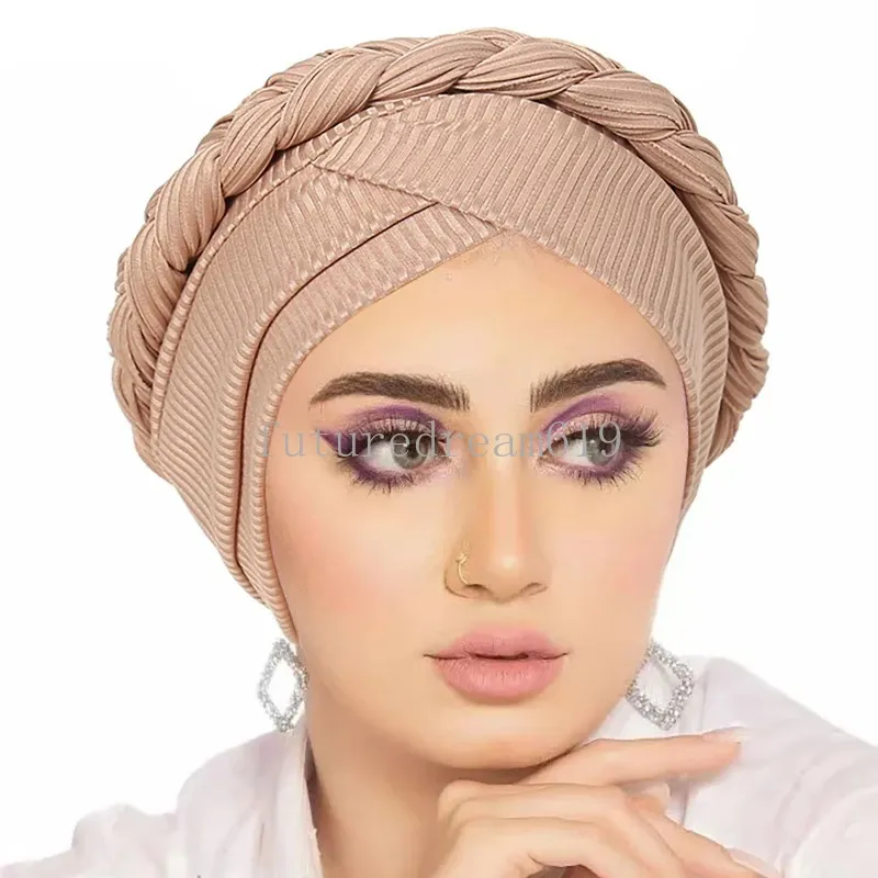 Women Muslim Hijab Turban Beanie Cross Forehead Head Scarf Wrap For ...