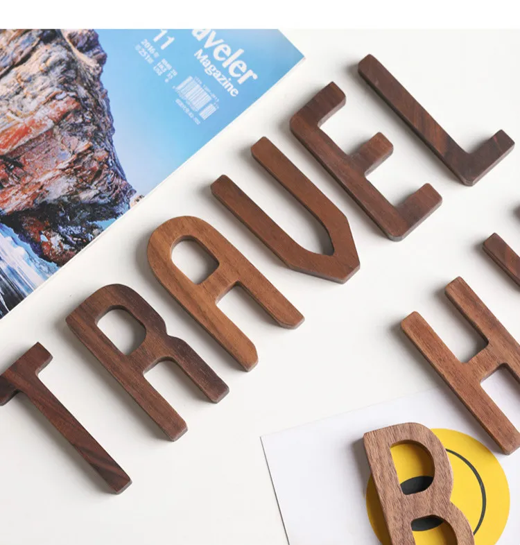 Nordic Walnut Home Letters Decoration - DIY Wooden Alphabet Wall Art ...