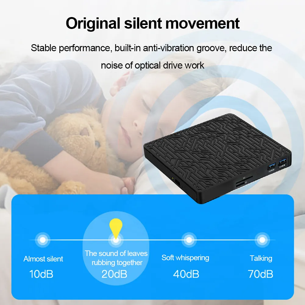 Ultra-Slim CD/DVD Drive with SD/TF Card Reader, USB-Powered Portable CD ...