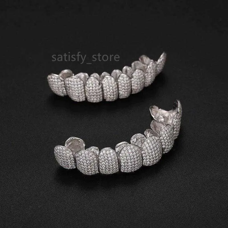 Luxury Custom VVS Moissanite Vvs Teeth Grillz With Iced Out Diamonds In ...