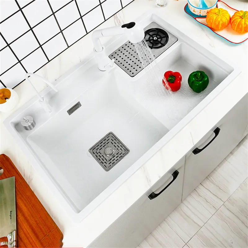 Quartz Stone Kitchen Stepped Sink With High Pressure Cup Washer Granite ...