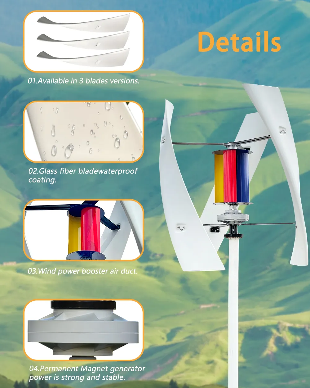 Powerful 15KW/20KW Vertical Wind Turbine Generator: 12V-96V, Free ...