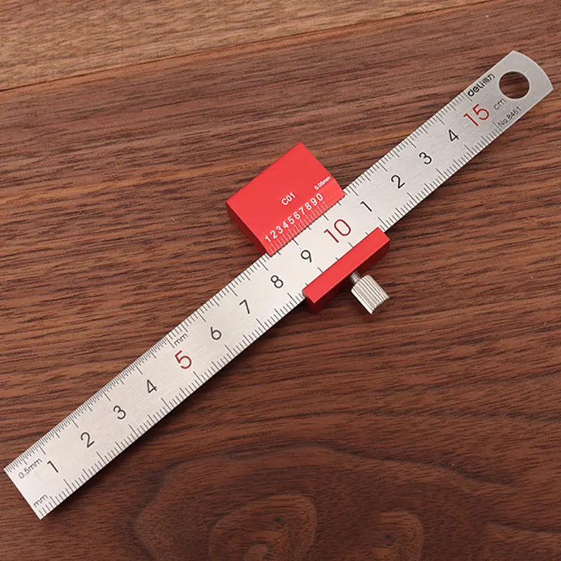 Woodworking Steel Ruler with Positioning Slide Stops 45/90 Degree Right ...