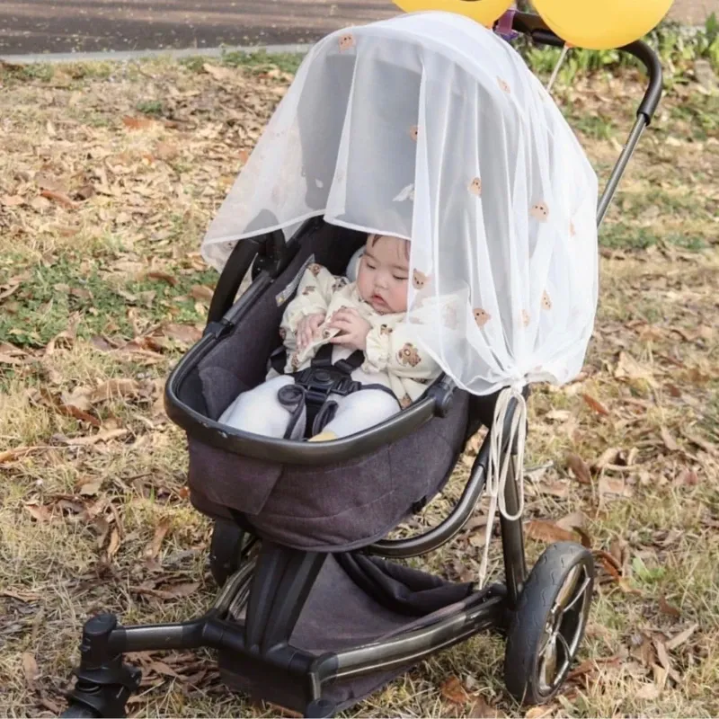 Embroidered Breathable Mesh Baby Stroller Mosquito Net for Summer ...