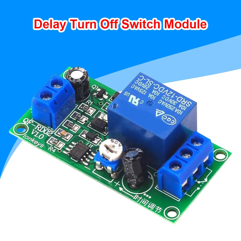 12 Volt DC Time Delay Relay Adjustable Timer Module, 0 60 Second Timing Switch, DC 12V Delay ...