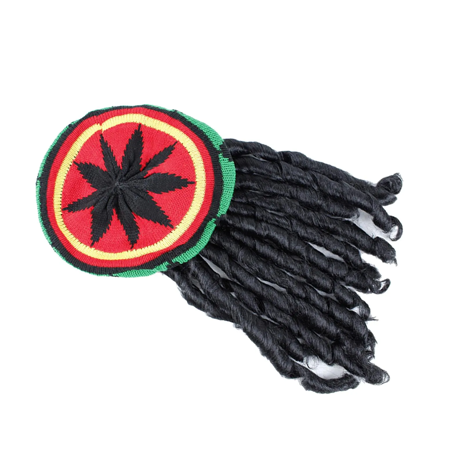 Rasta Reggae Beanie Hat with Faux Dreadlocks for Costume and Stage ...