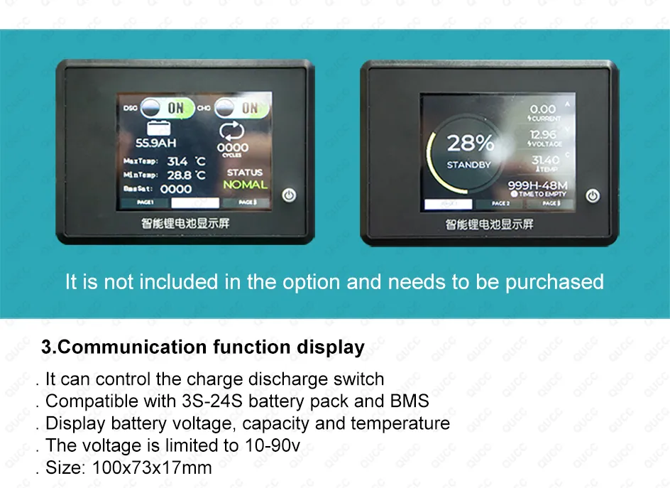 DHgate.com:QUCC 80A 10S 11S 12S 13S 14S 15S 16S 17S Smart BMS 36V 48V ...