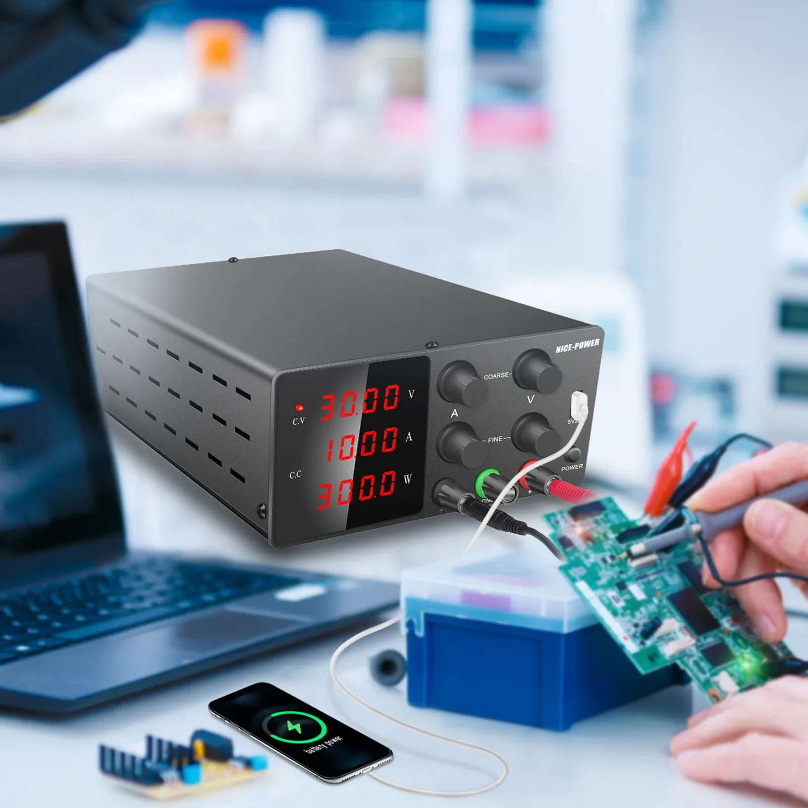 DHgate.com:Adjustable DC Power Supply 30V 10A 5A Lab Bench Power Source ...