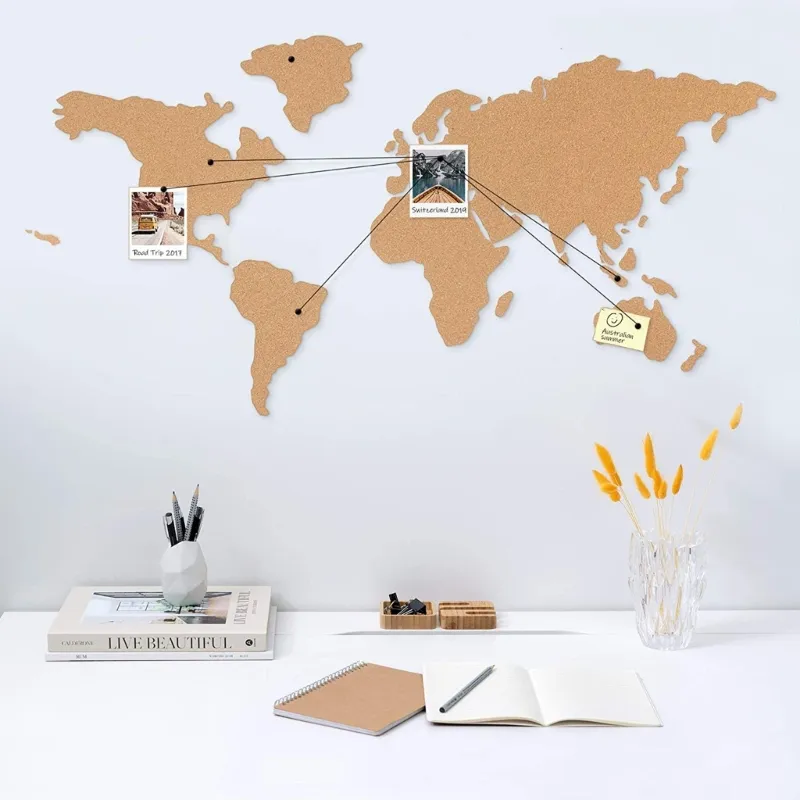 Wholesale Cork Board World Map With 16 Push Pins Home Office Wall ...