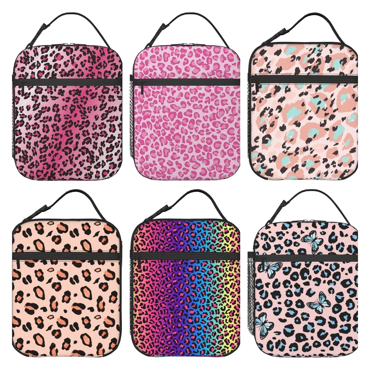 Animal Cheetah Pink And White Leopard Print Insulated Lunch Bags For ...