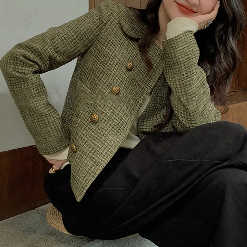 Heliar Elegant Tweed Womens Office Winter Jackets For Women Korean