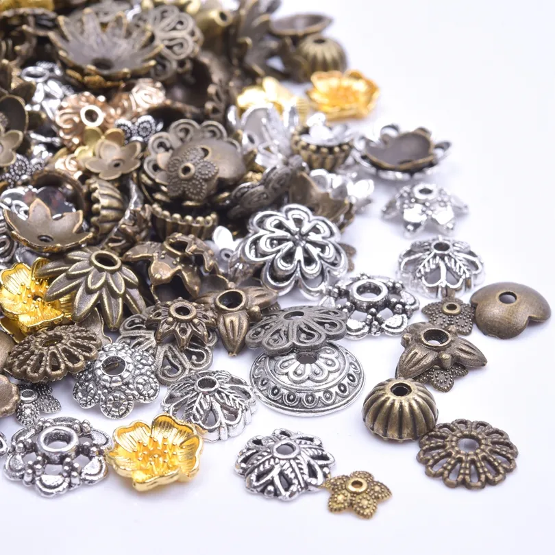 DHgate.com:Colorful Alloy Flower Spacer Beads Pack (30/50/100pcs) for ...