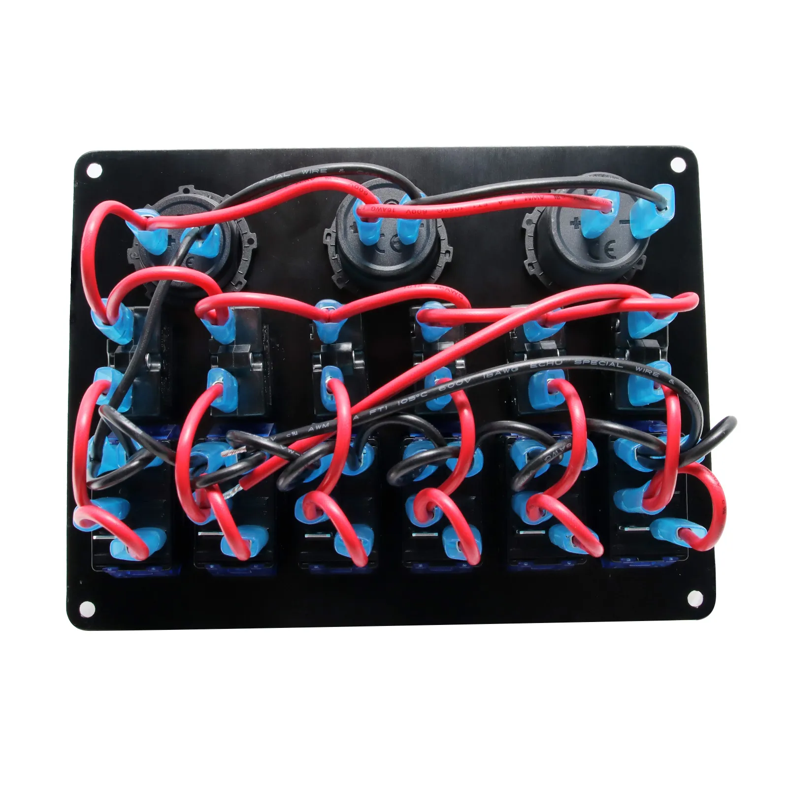 Boat Switch 12V 24V Control Panel 6 Gang Rocker Switch Panel With Dual ...