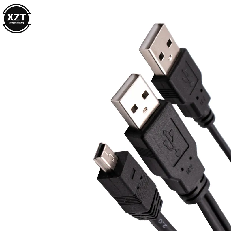 2 in 1 USB 2.0 Type A Male to Mini 5P Male Data Cable and USB Male to ...