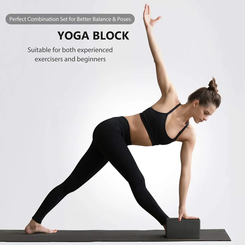 2X Yoga Block and Strap Set - Eco-Friendly EVA Foam, Non-Slip Pilates ...