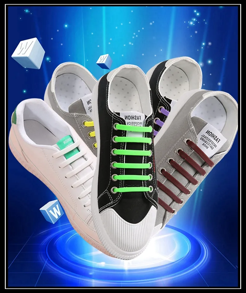 Elastic No Tie Silicone Shoelaces - Premium Rubber Shoe Laces for ...